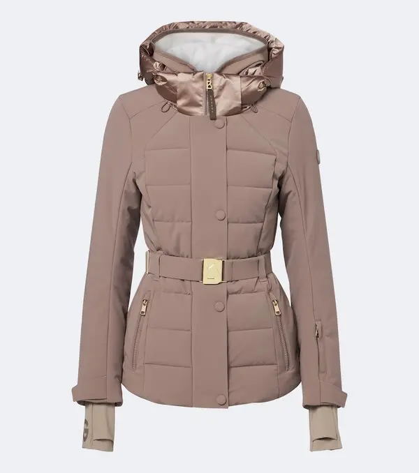 Bogner Elva Belted Hooded Ski Jacket - Brown