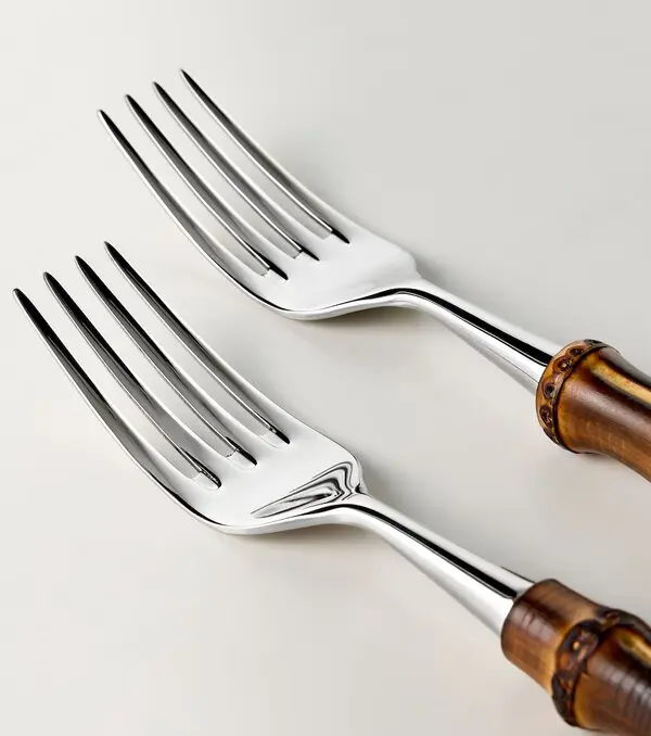 Gucci Bamboo Set Of 2 Stainless Steel Forks