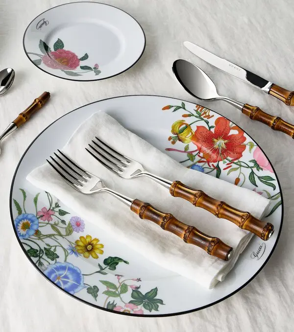 Gucci Bamboo Set Of 2 Stainless Steel Forks