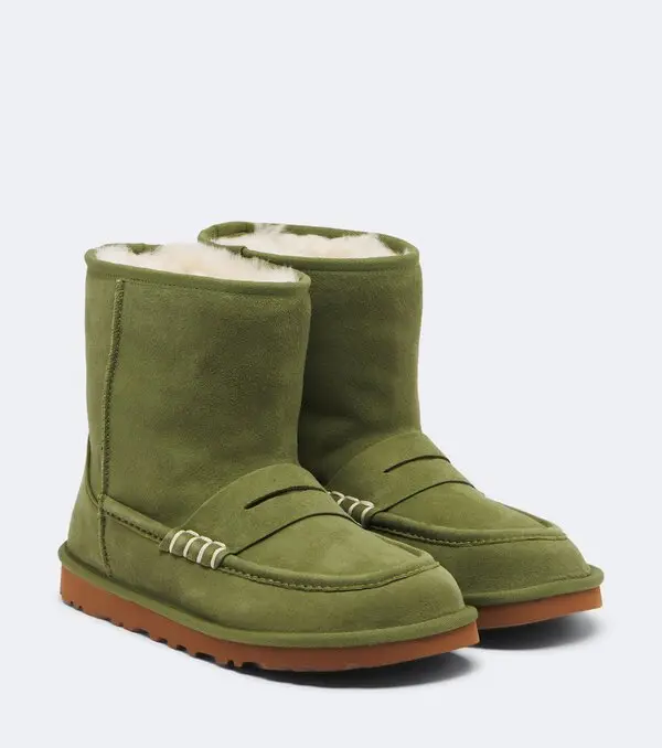 JW Anderson X Ugg Shearling-lined Suede Ankle Boots - Green