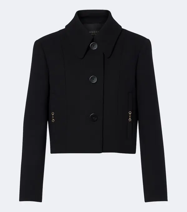 Gucci Horsebit Wool Crêpe Jacket - Black