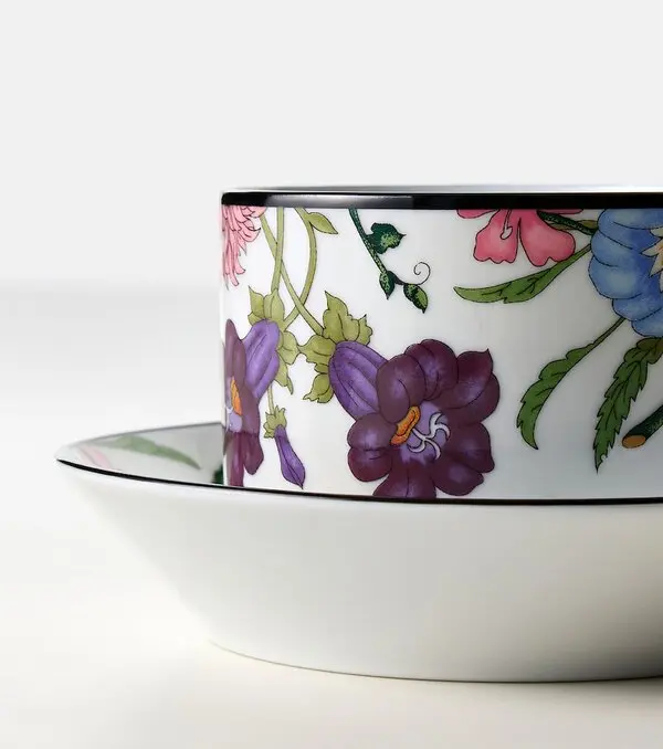 Gucci Flora Set Of 2 Teacups And Saucers