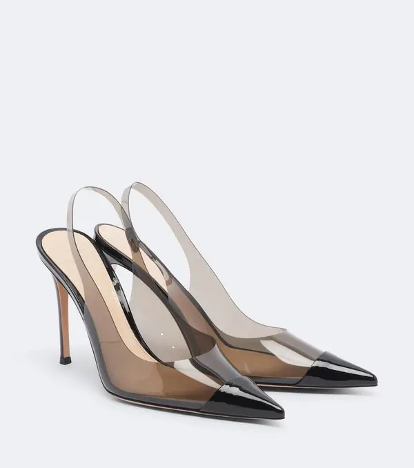 GIANVITO ROSSI Leather-trimmed Pvc Slingback Pumps - Black