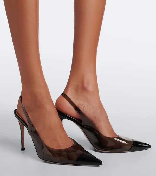 GIANVITO ROSSI Leather-trimmed Pvc Slingback Pumps