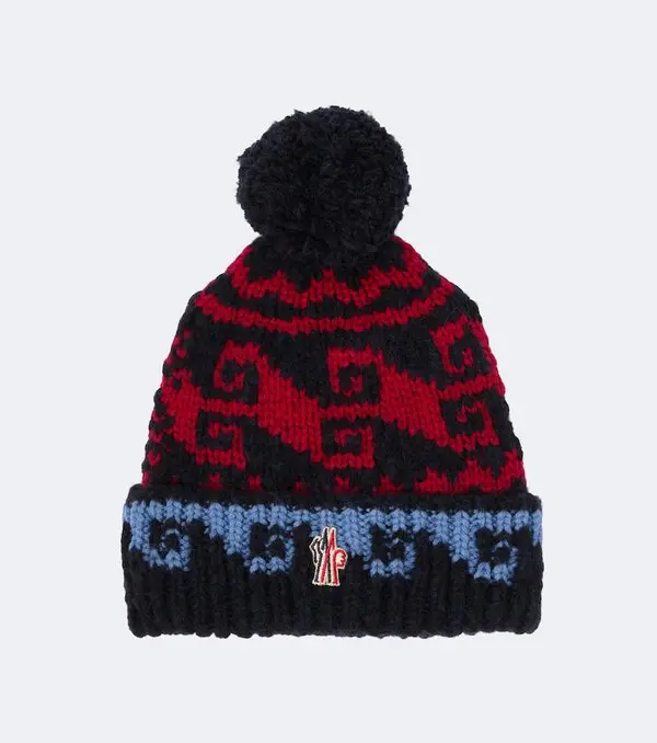 Moncler Intarsia Wool And Alpaca-blend Beanie - Red