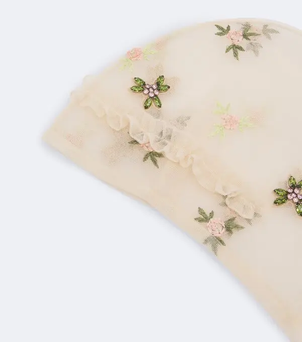 Simone Rocha Floral Embroidered Embellished Hood