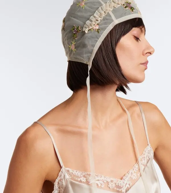 Simone Rocha Floral Embroidered Embellished Hood