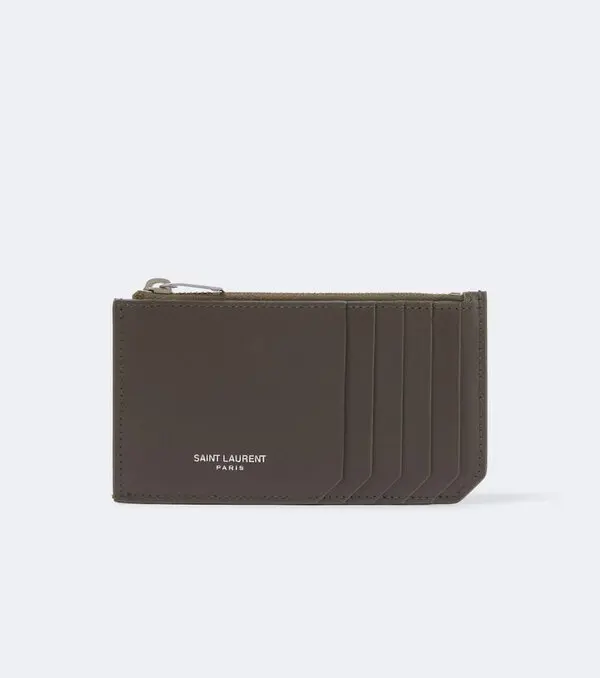 Saint Laurent Paris Fragments Leather Card Holder - Green