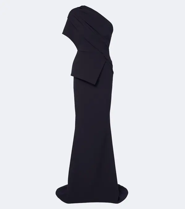 Safiyaa Elyna Asymmetric Crêpe Gown - Blue