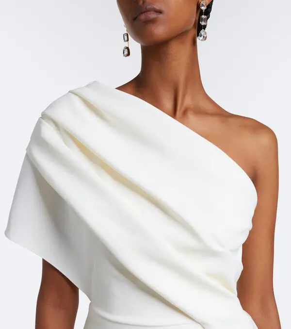 Safiyaa Elyna Asymmetric Crêpe Gown - White
