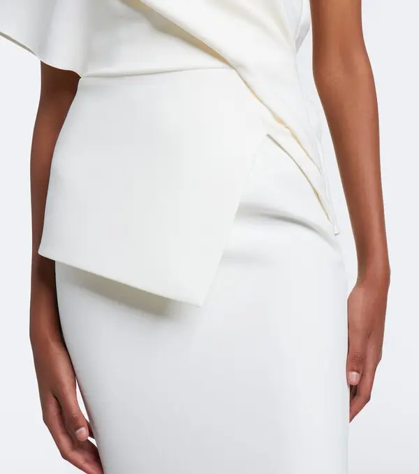 Safiyaa Elyna Asymmetric Crêpe Gown - White