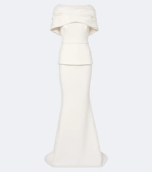 Safiyaa Loura Peplum Crêpe Gown - White