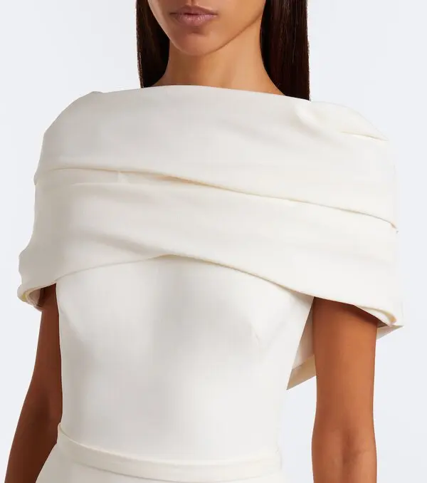 Safiyaa Loura Peplum Crêpe Gown - White