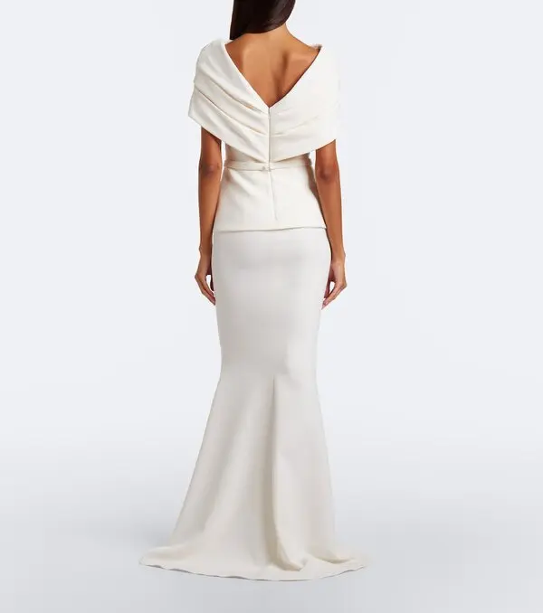 Safiyaa Loura Peplum Crêpe Gown - White