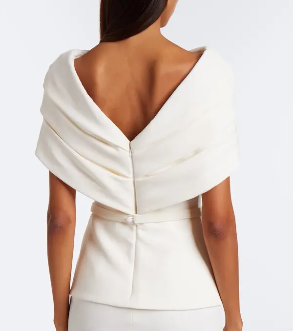 Safiyaa Loura Peplum Crêpe Gown - White