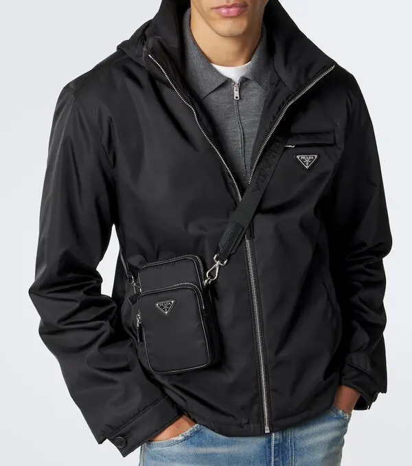Prada Re-nylon And Saffiano Leather Phone Pouch