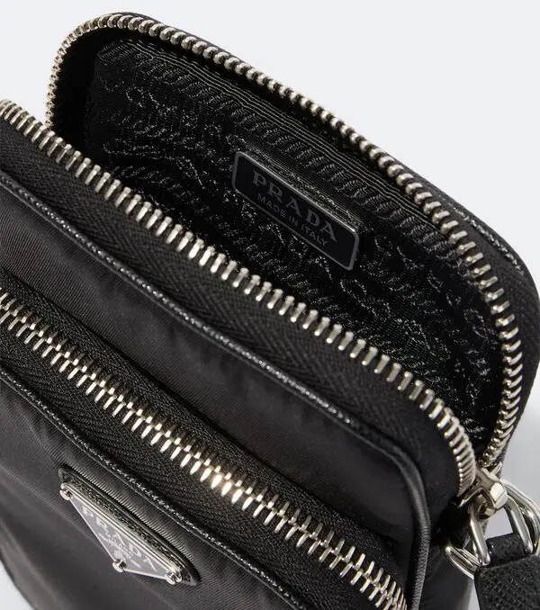 Prada Re-nylon And Saffiano Leather Phone Pouch