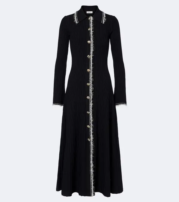 Simkhai Ribbed-knit Shirt Dress - Black