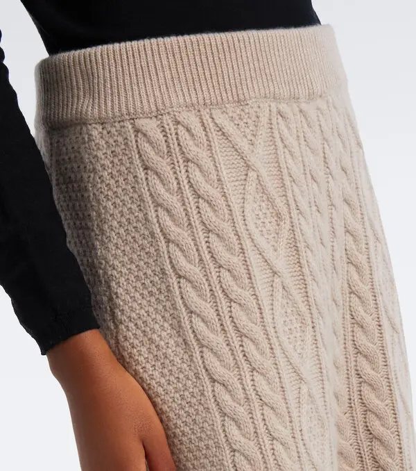 LISA YANG Bryndis Cable-knit Cashmere Wide-leg Pants