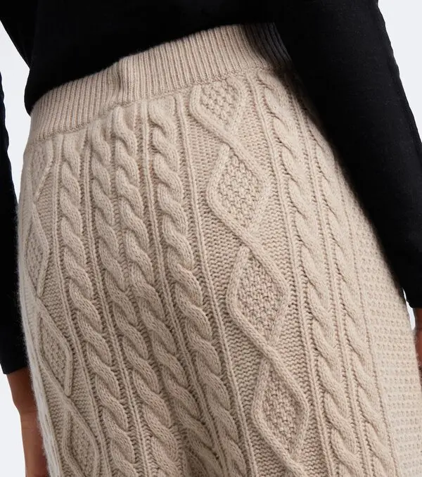 LISA YANG Bryndis Cable-knit Cashmere Wide-leg Pants