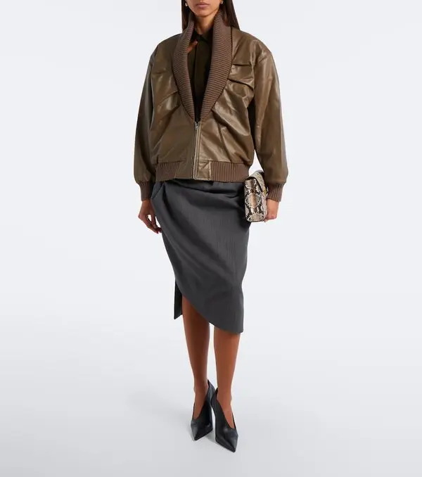 Victoria Beckham Zana Leather Bomber Jacket