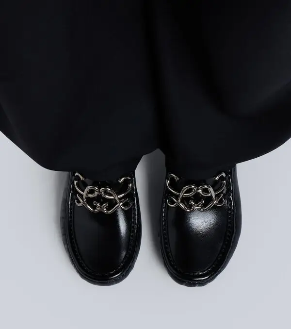 Loewe Oval Double L Leather Loafer Pumps