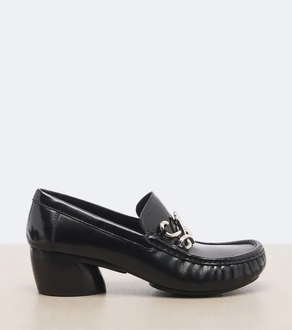 Loewe Oval Double L Leather Loafer Pumps