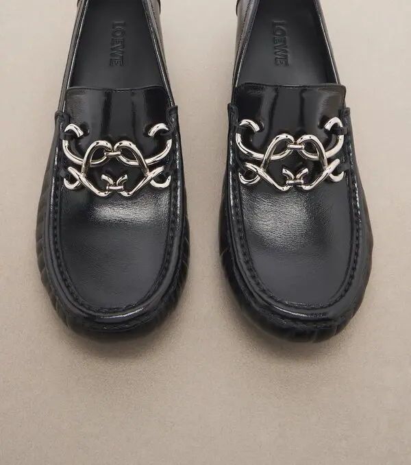 Loewe Oval Double L Leather Loafer Pumps