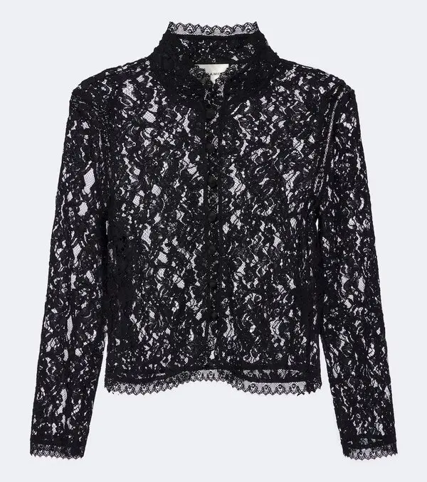 FRAME Salon Sheer Lace Top