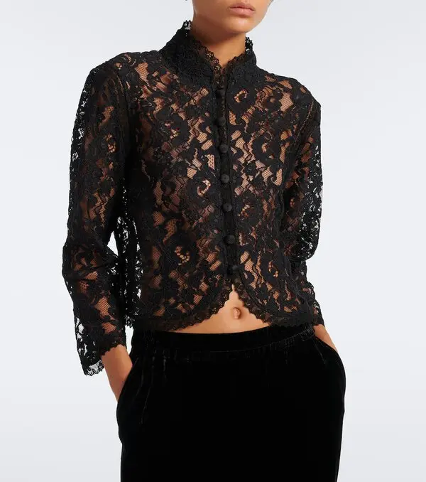 FRAME Salon Sheer Lace Top