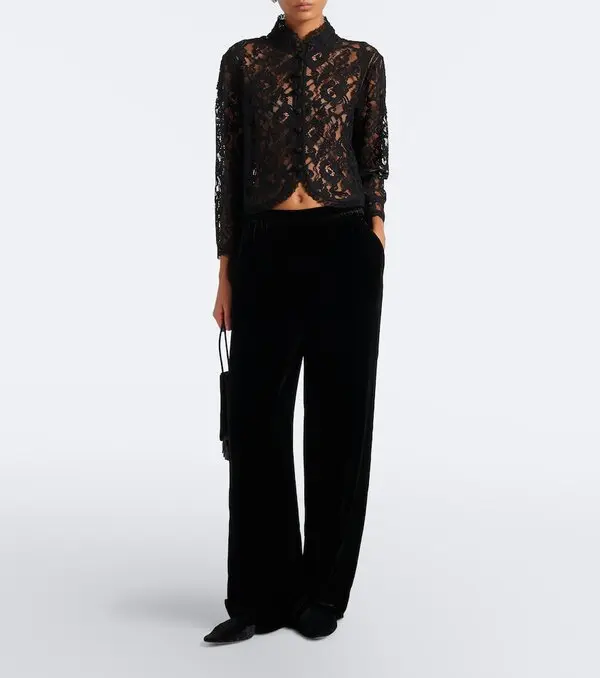 FRAME Salon Sheer Lace Top