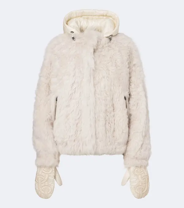 Bogner Liz Hooded Shearling Ski Jacket - Beige