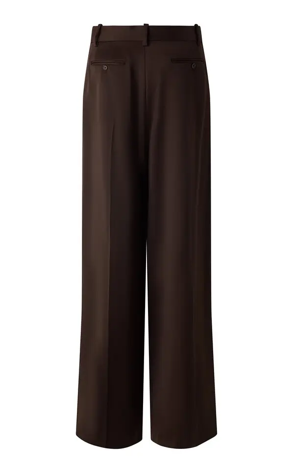 KATE HUNDLEY Exclusive Mid-rise Double-pleated Wool Trousers - Brown
