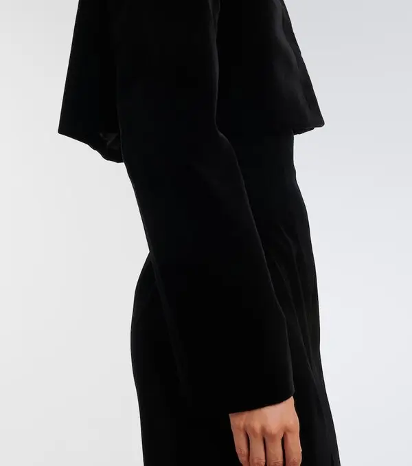 Khaite Samo Floral-appliqué Cropped Velvet Jacket