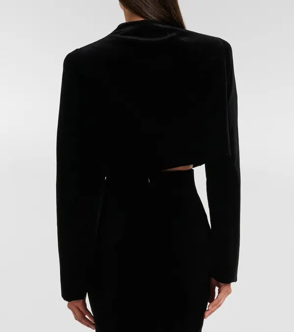 Khaite Samo Floral-appliqué Cropped Velvet Jacket