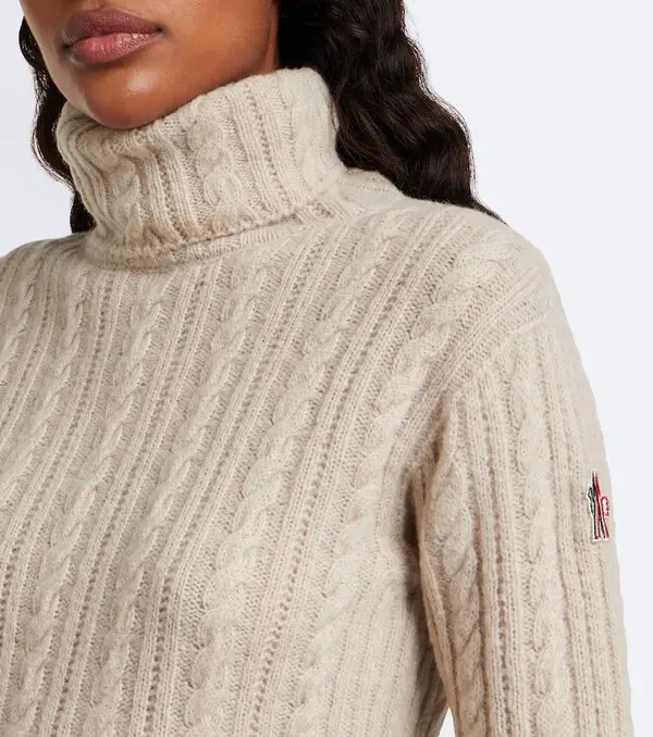 Moncler Cable-knit Wool-blend Turtleneck Sweater