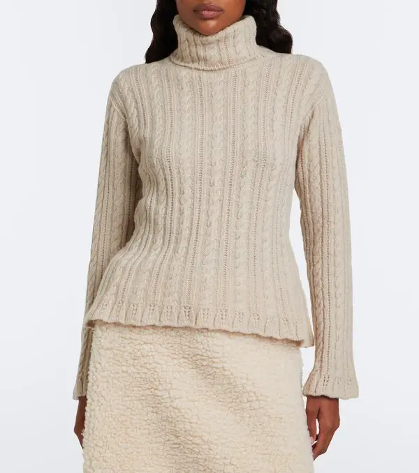 Moncler Cable-knit Wool-blend Turtleneck Sweater