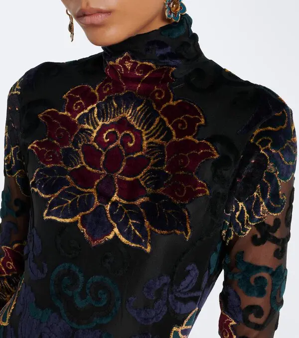 Etro Embroidered Velvet Gown