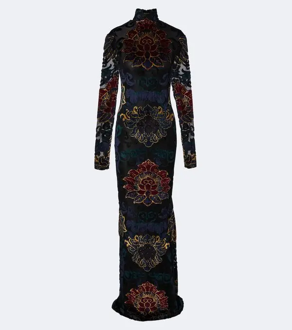 Etro Embroidered Velvet Gown - Multicoloured