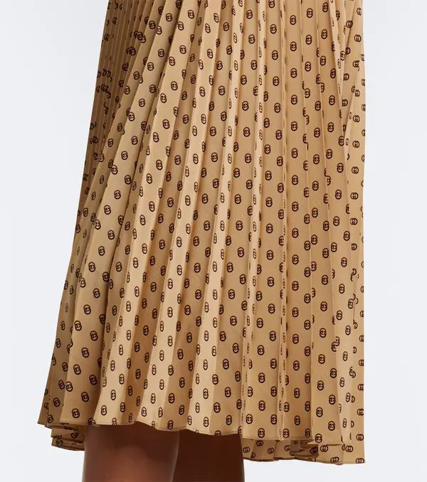 Gucci Interlocking G Plissé Silk Midi Dress