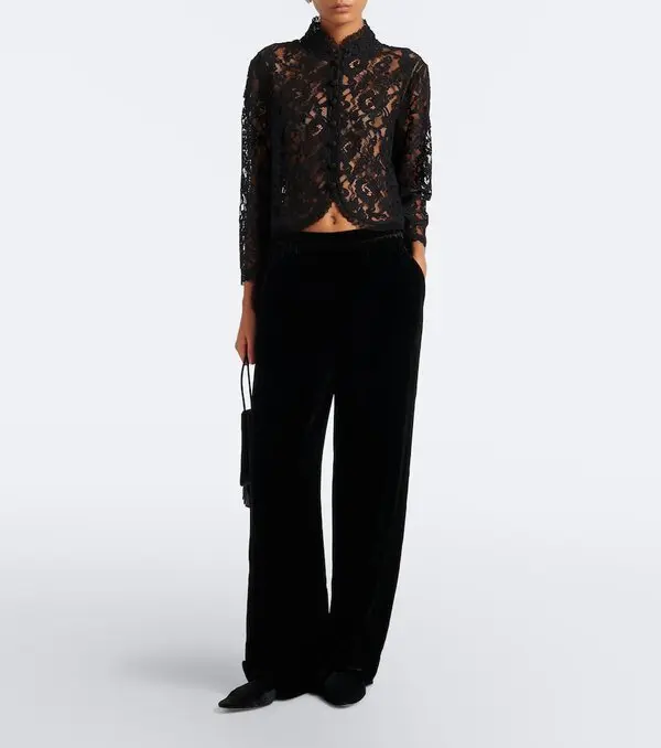 FRAME Plaza Velvet Straight Pants