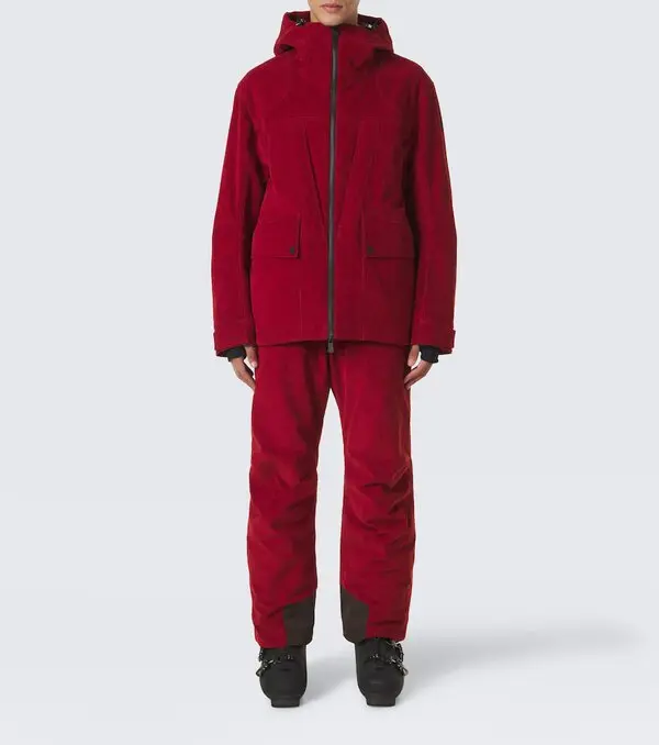 Moncler Airolo Cotton Corduroy Ski Jacket - Red