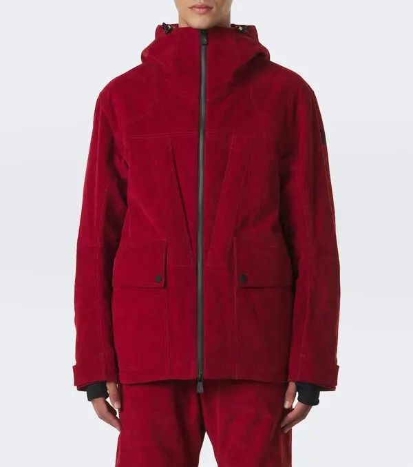 Moncler Airolo Cotton Corduroy Ski Jacket - Red
