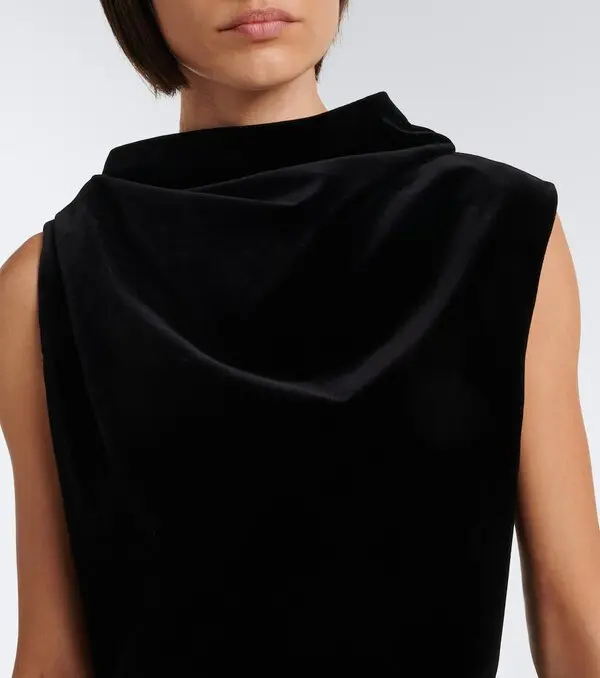 Khaite Astor Draped Cotton Velvet Minidress