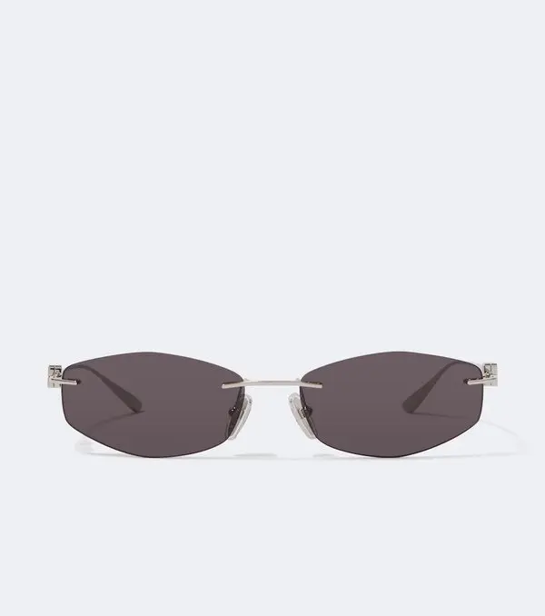 Balenciaga Nano D-frame Oval Sunglasses - Silver