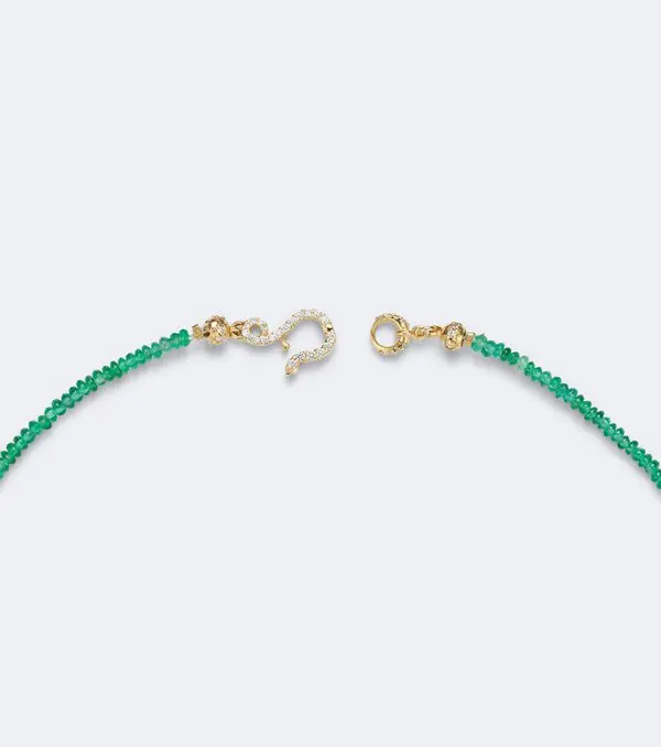 SUZANNE KALAN Infinite 18kt Gold Beaded Necklace With Emeralds And Diamonds