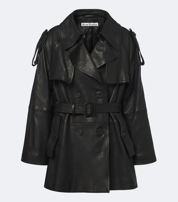 Acne Studios Leather Trench Coat - Black