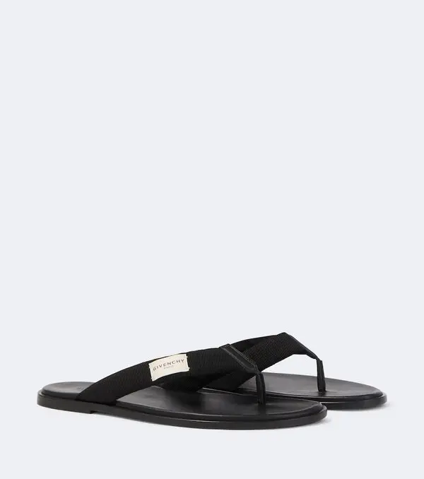 Givenchy Logo Grosgrain Thong Sandals - Black
