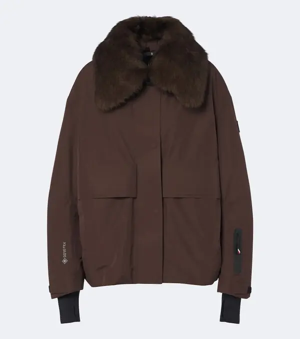 Moncler Shearling-trimmed Down Ski Jacket - Brown