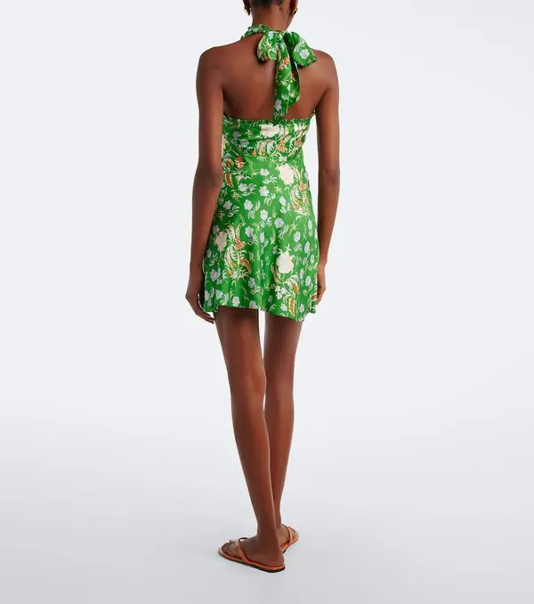 DÔEN Mazarin Floral-appliqué Silk-blend Minidress